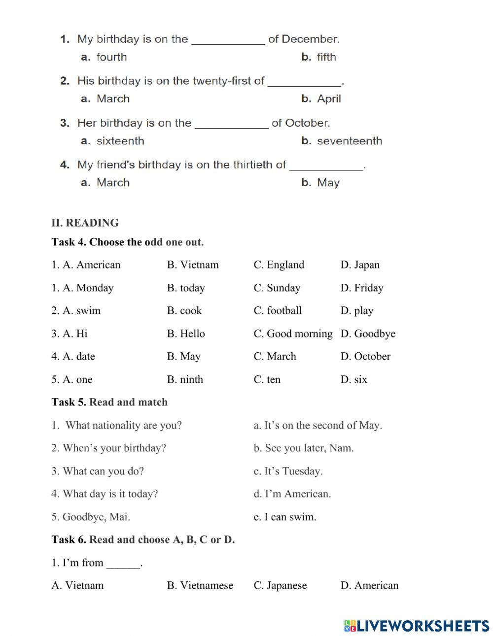 E 4 review for test worksheet | Live Worksheets