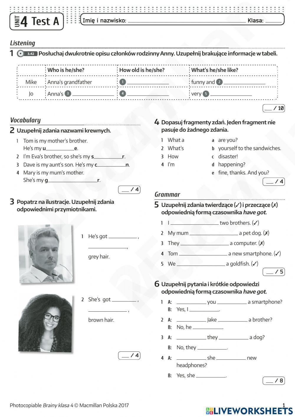 Brainy 4 unit 4 | Free Interactive Worksheets | 1828583