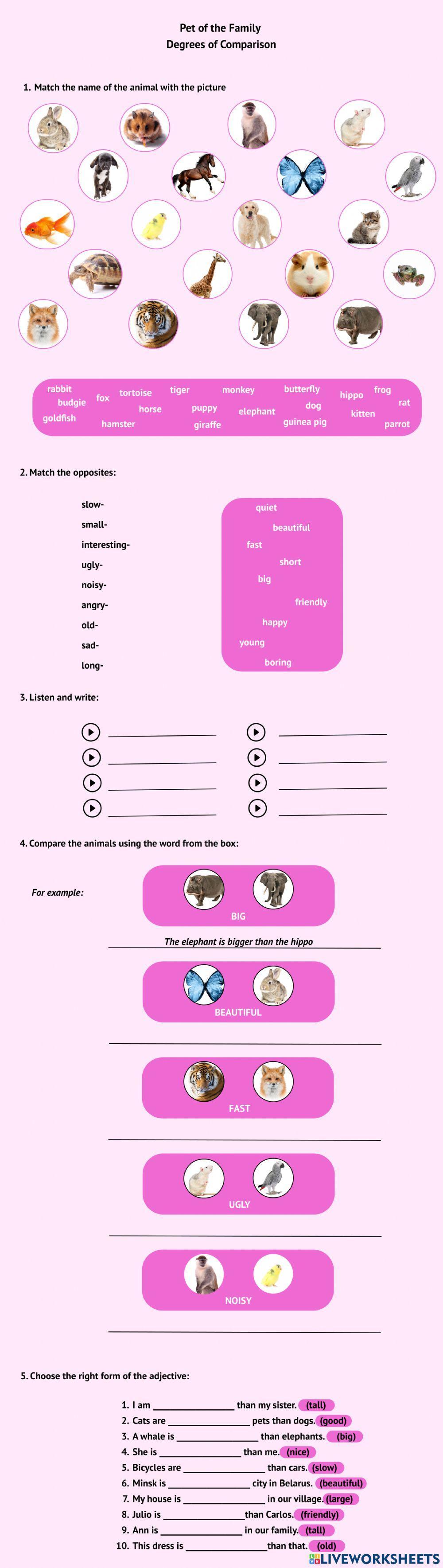 1828669 | Animals. Degrees of Comparison | Natalia