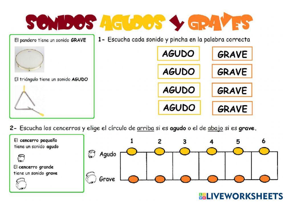 sonido agudos y graves 1ºP online exercise for | Live Worksheets