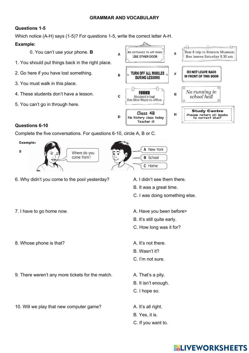 KET test gramma… | Free Interactive Worksheets | 1828844