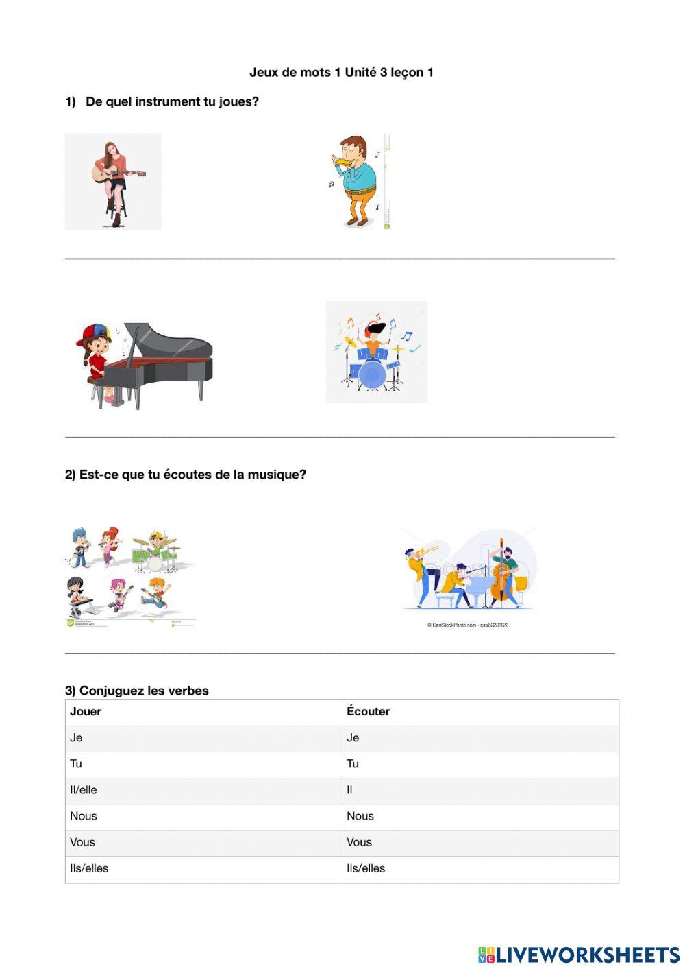 Unité 3 leçon 1… | Free Interactive Worksheets | 1828992