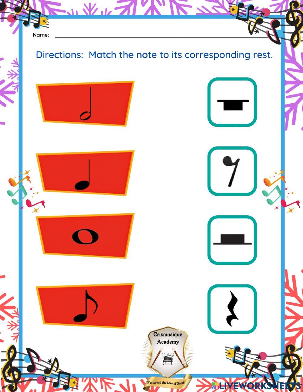 1829005 | Match the Note to its Corresponding Rest