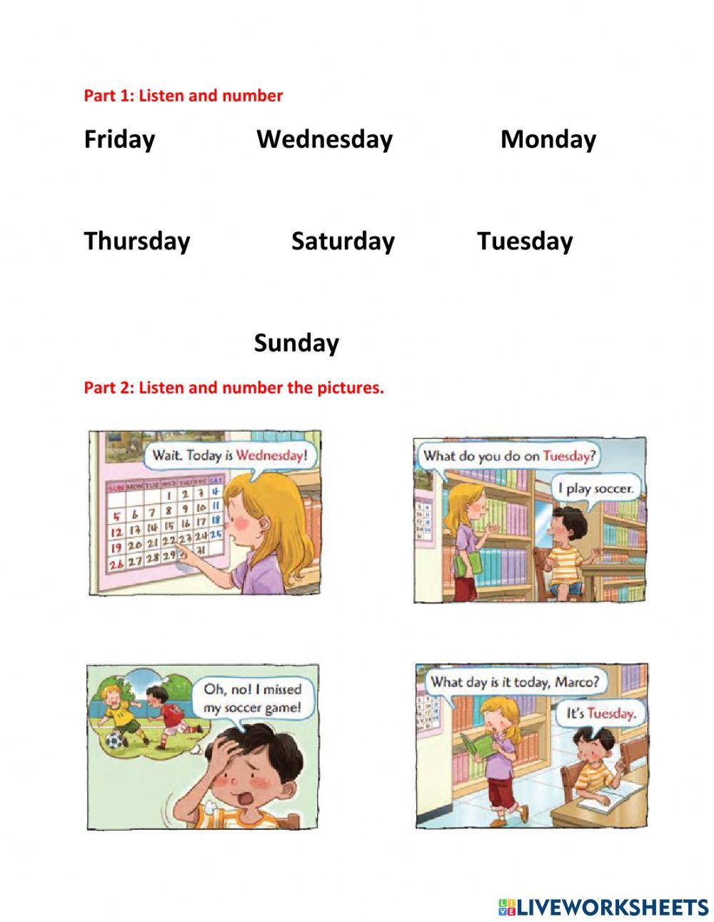 Days | Trần Thị Ánh | Live Worksheets