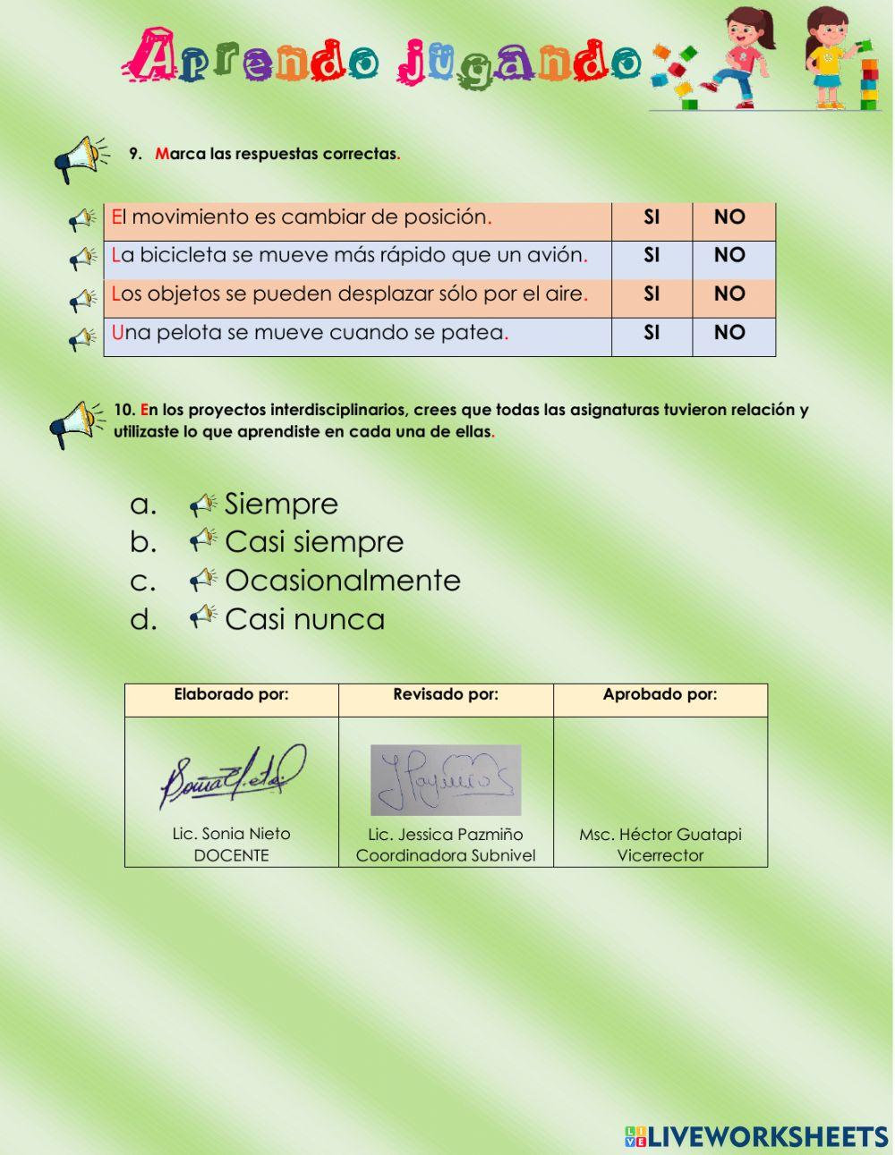 Ejercicio de aprendizaje worksheet | Live Worksheets