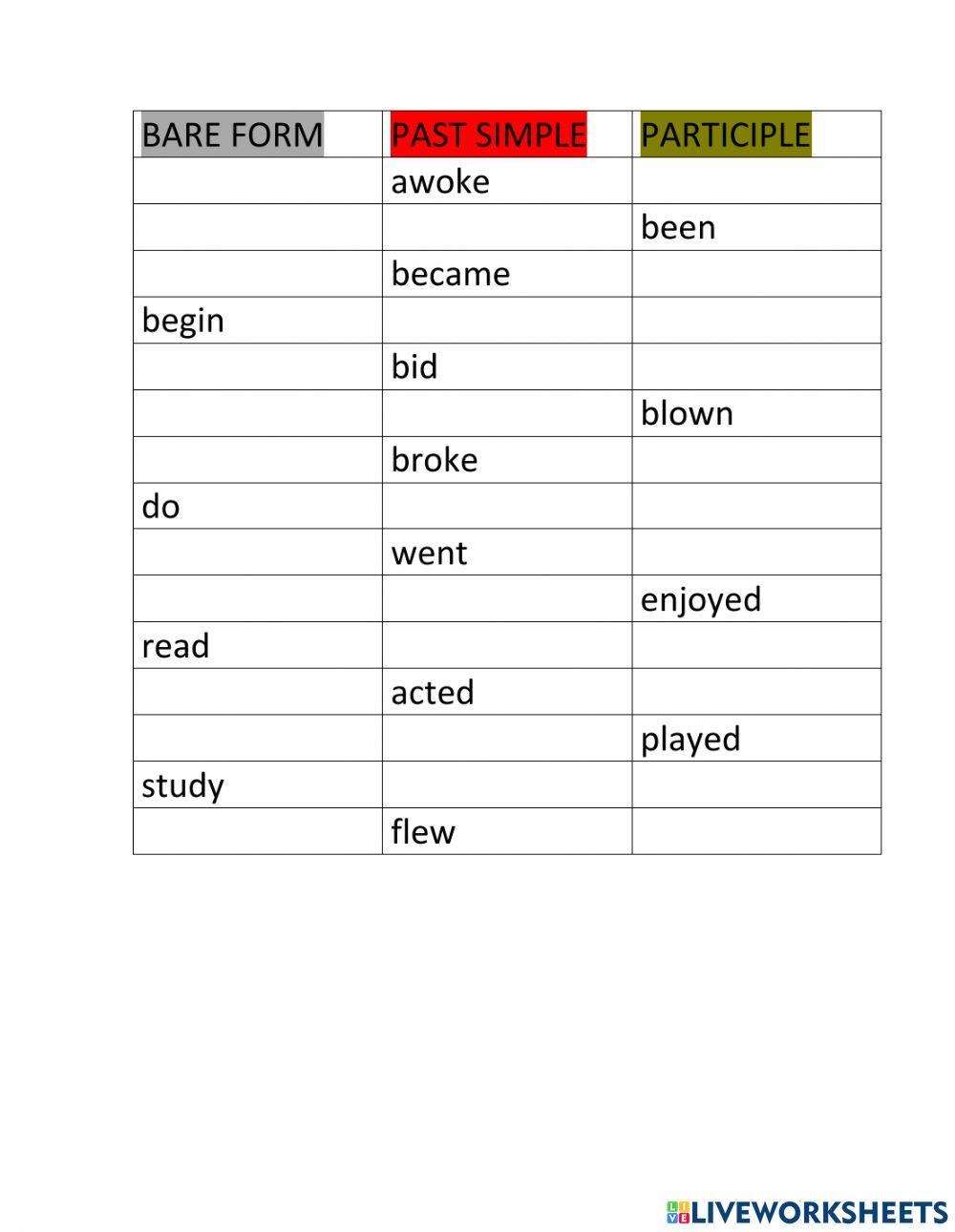 Verbs Quiz interactive activity | Live Worksheets