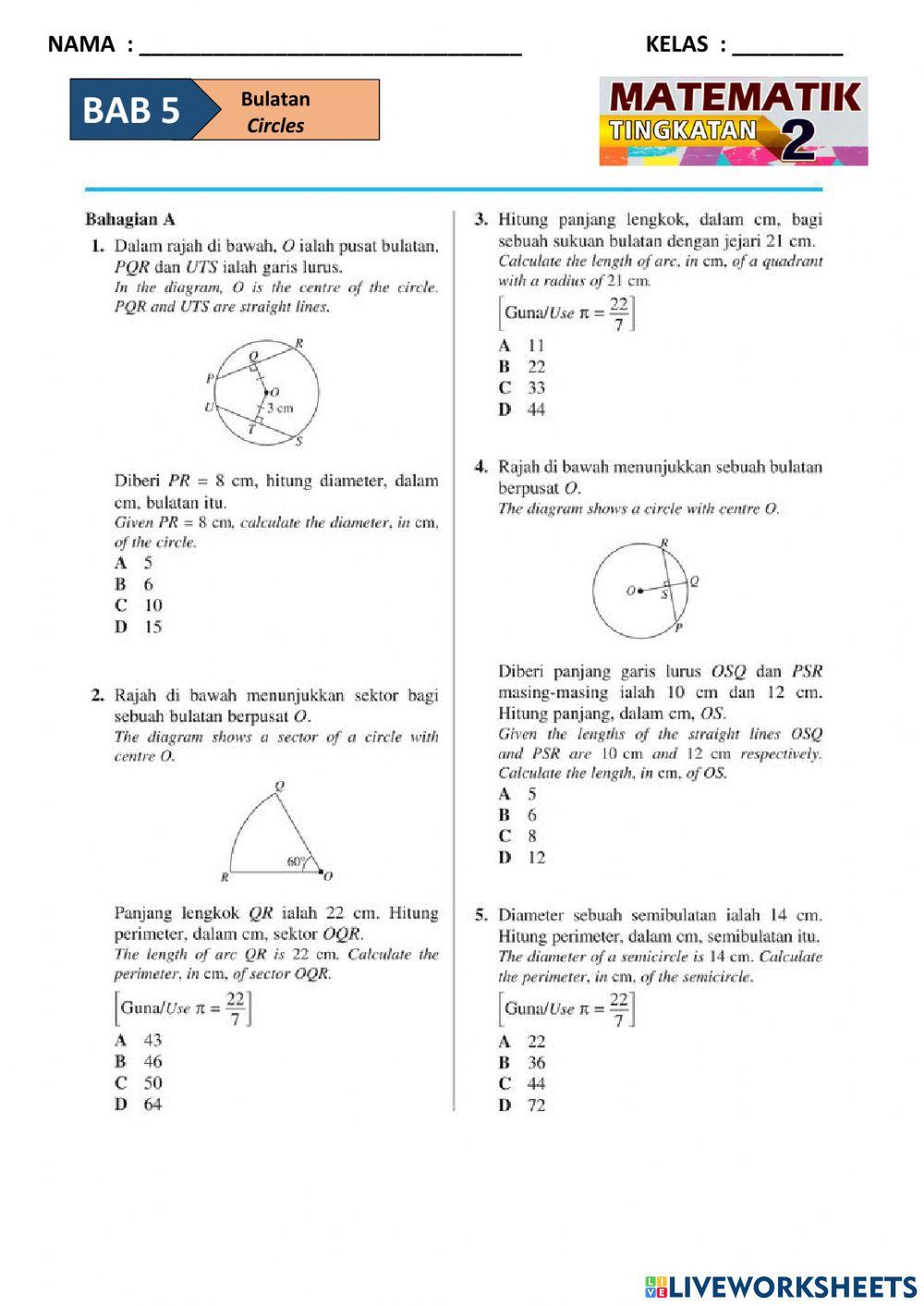 T2B5(1) Bulatan 2687995 | m3_petang | Live Worksheets