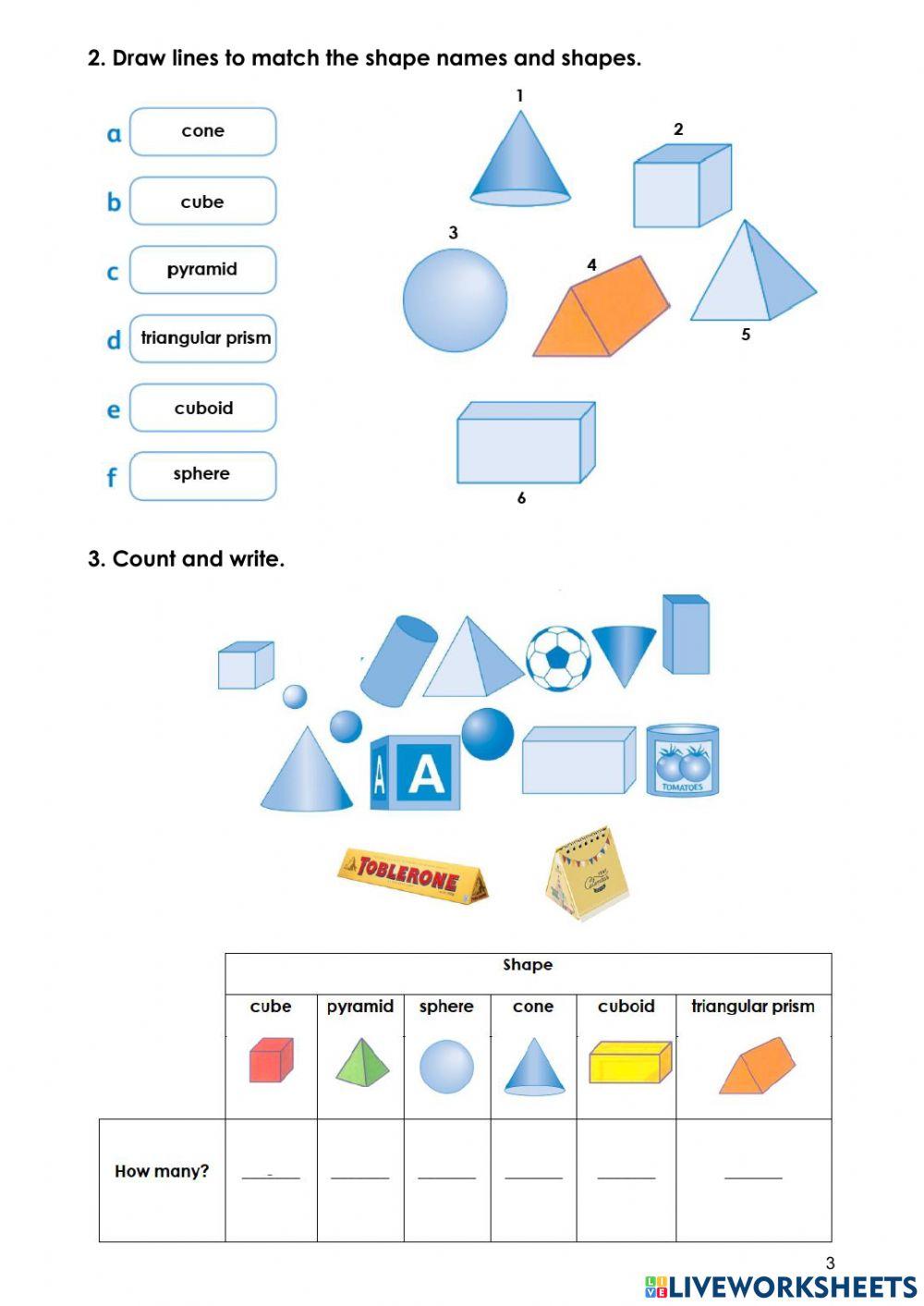 CPM1-3D shapes worksheet | Live Worksheets