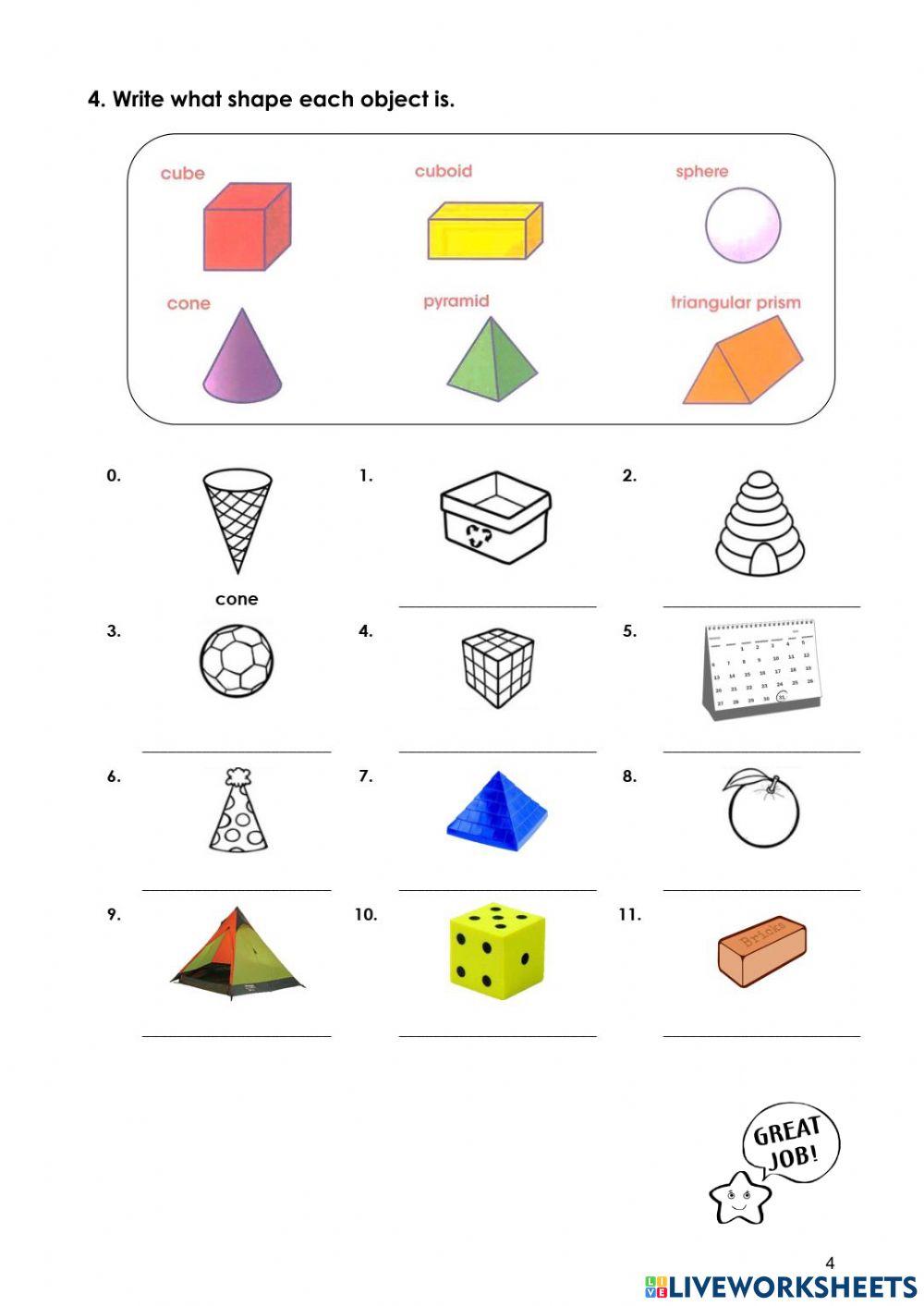 CPM1-3D shapes worksheet | Live Worksheets
