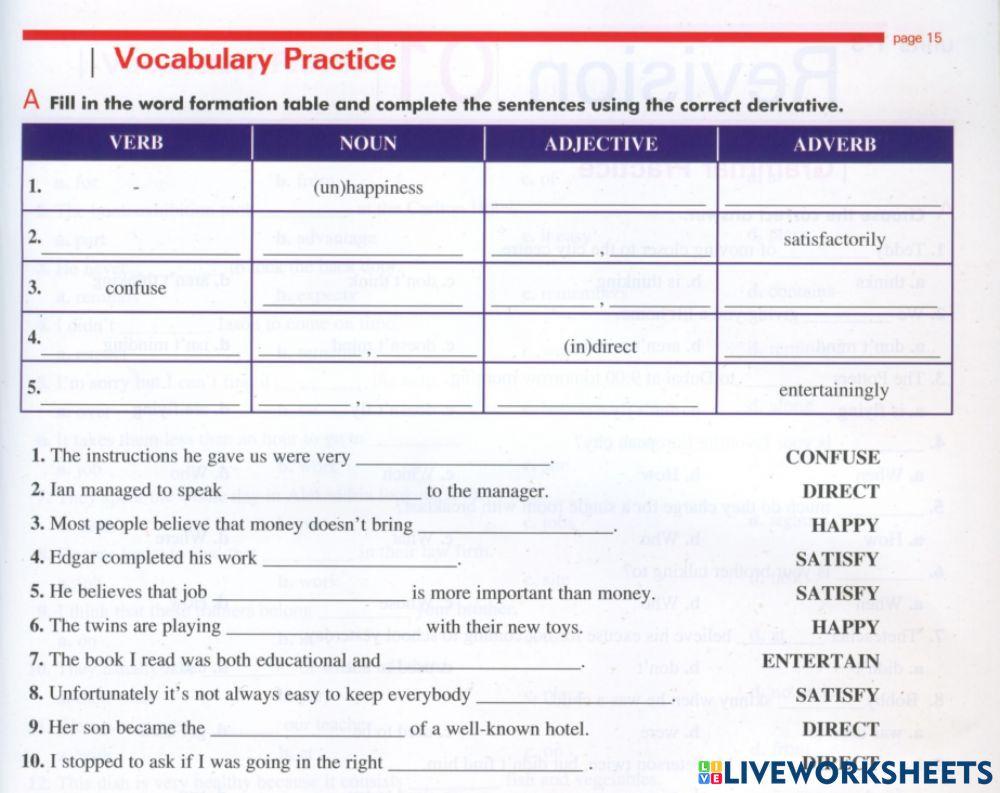 Vocabulary practice online exercise for | Live Worksheets
