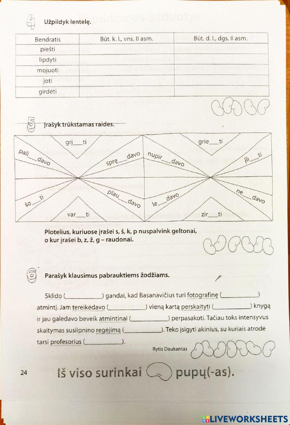 Pupa testas Nr. 5 worksheet | Live Worksheets