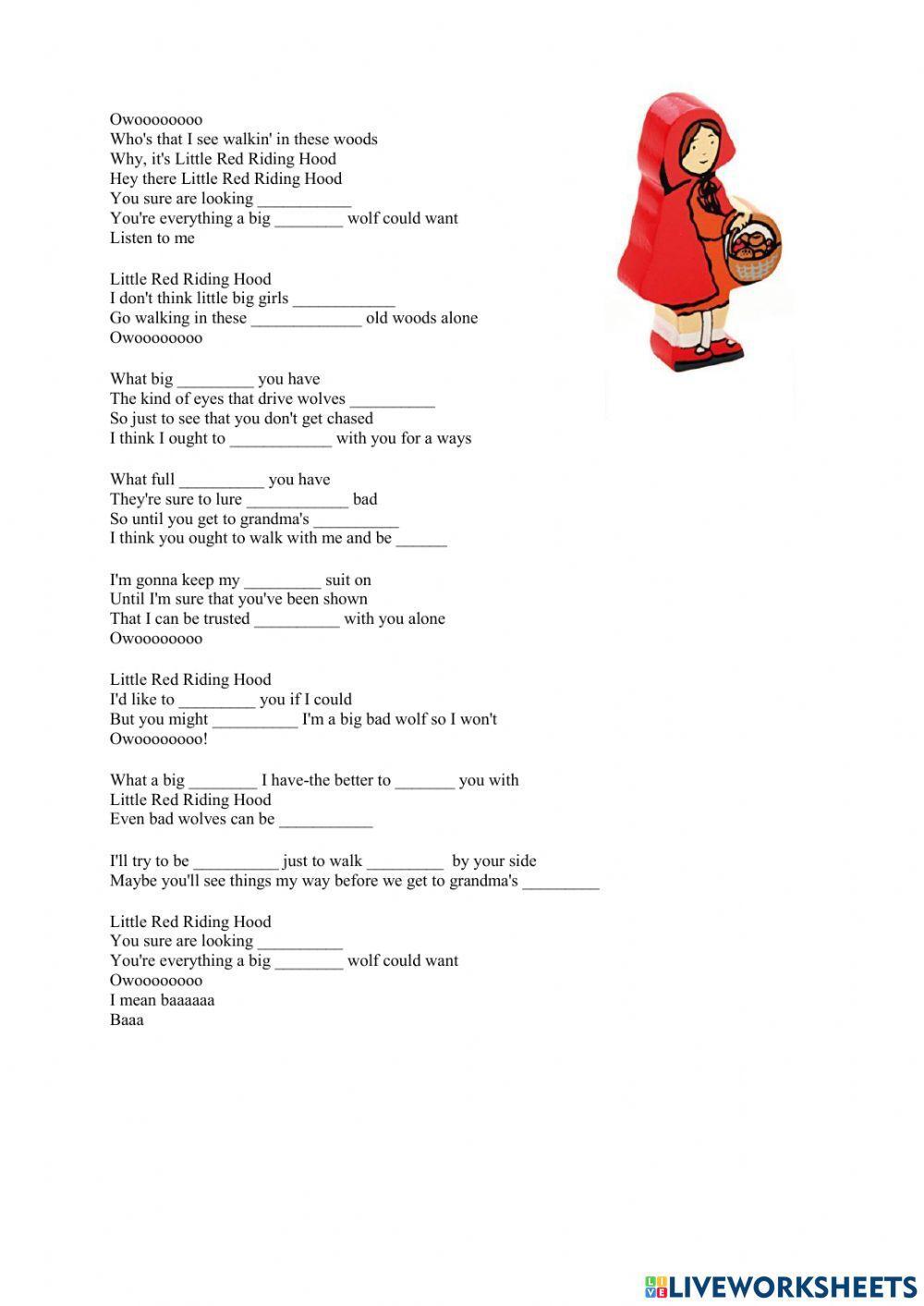 Little Red Riding Hood Song worksheet | Live Worksheets