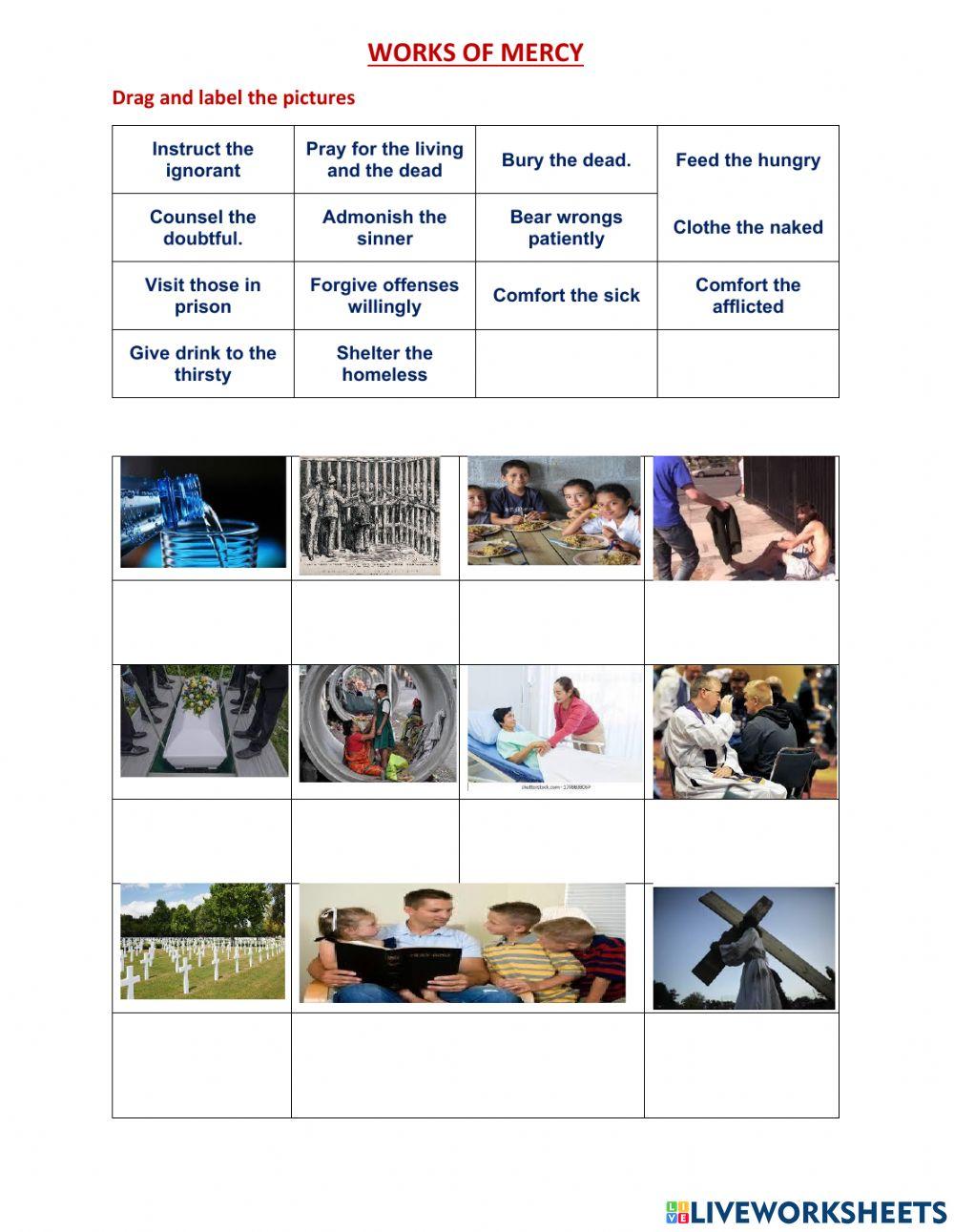 1830689 | Works of Mercy | Loshius | LiveWorksheets