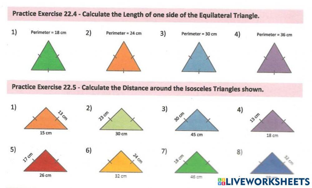 Perimeter of Triangles online exercise for | Live Worksheets