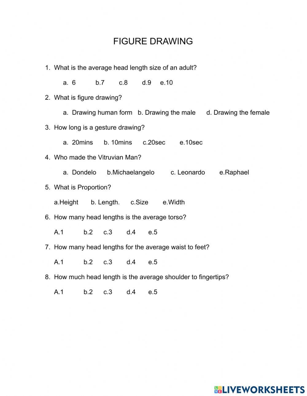 Figure Drawing Quiz online exercise for | Live Worksheets