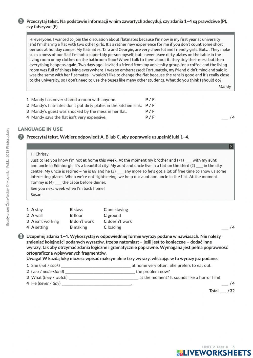 klasa 8 unit 2 | Free Interactive Worksheets | 5287387