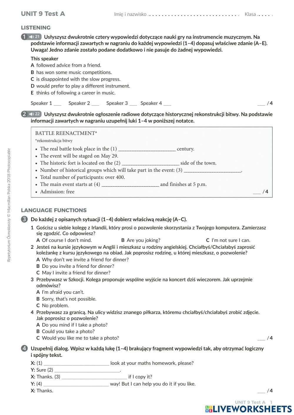 klasa 8 unit 9 … | Free Interactive Worksheets | 5287400