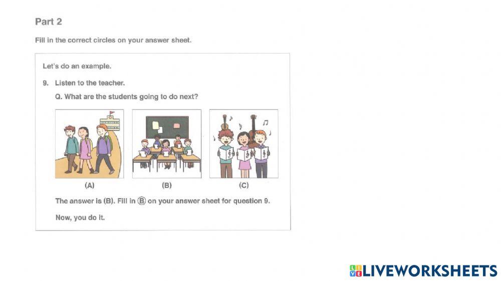 Practice test listening worksheet | Live Worksheets