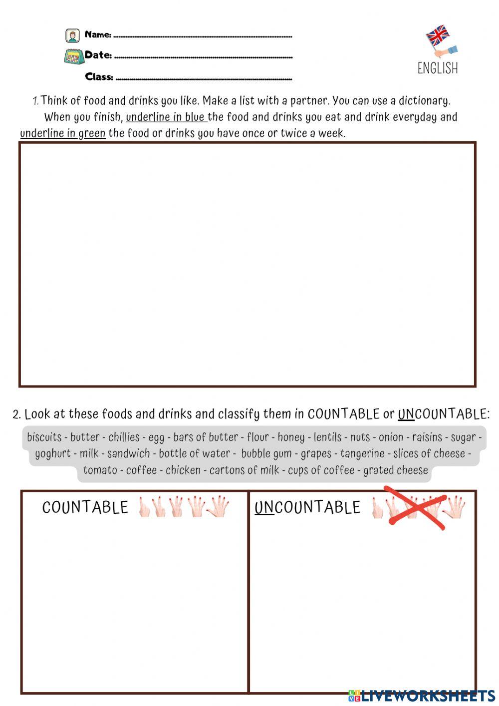 Countable Uncountable online exercise for | Live Worksheets