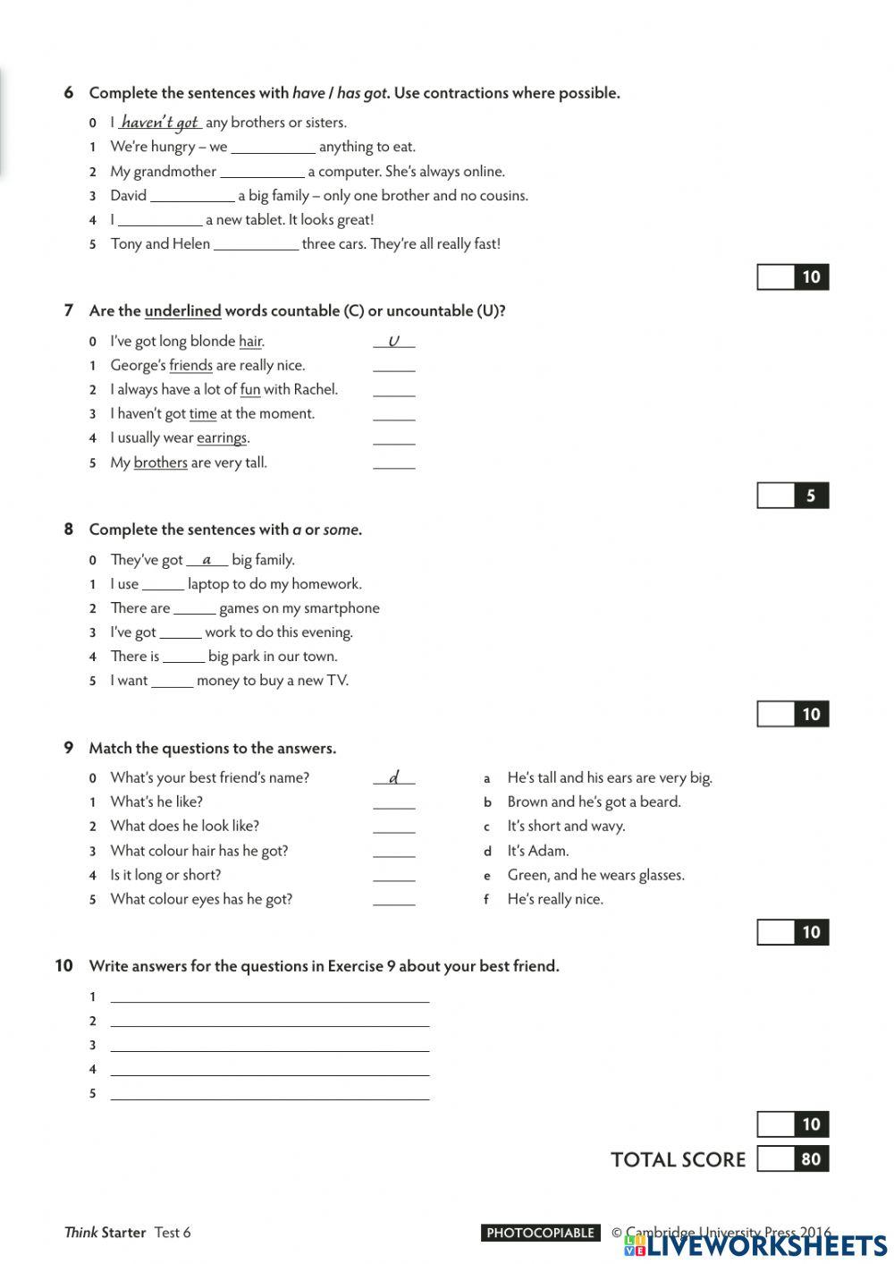 test unit 6 thi… | Free Interactive Worksheets | 6821730