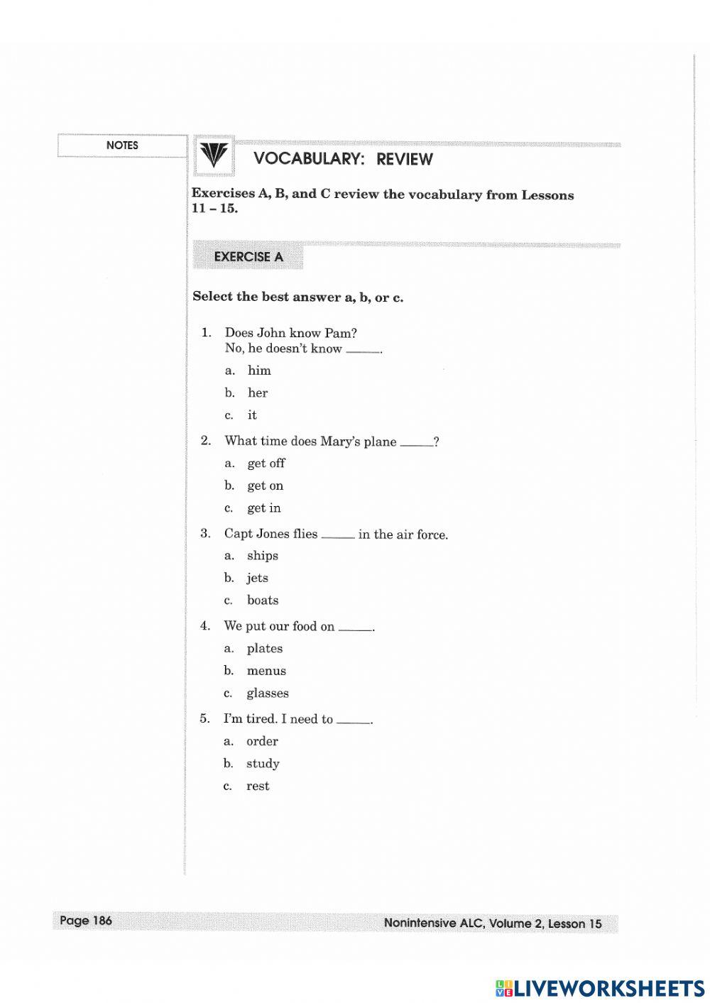 ALC Review 10-15 | Free Interactive Worksheets | 1831201