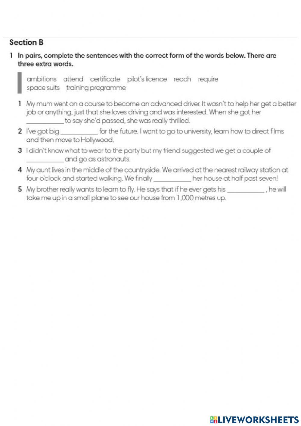 Group B Wider World 4 Unit 5 p. 61 Extra Activity online exercise for | Live Worksheets