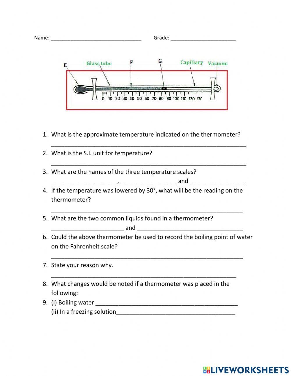thermometer online exercise for | Live Worksheets