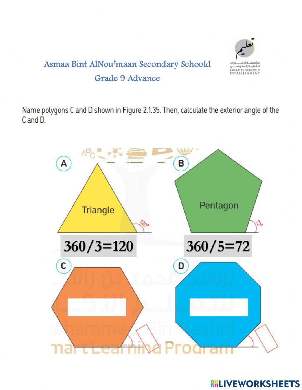 Polygons free online worksheet | Live Worksheets
