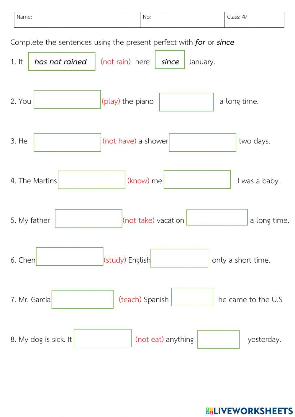 Present perfect… | Free Interactive Worksheets | 1832103