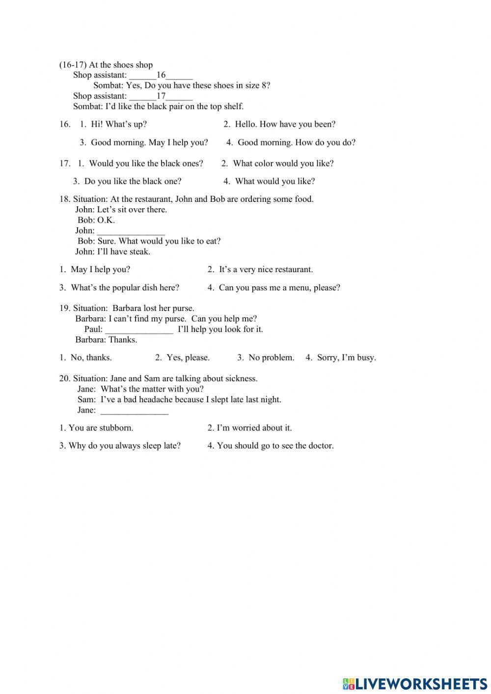 Test Situations and Conversations 2814 | Kruaon21