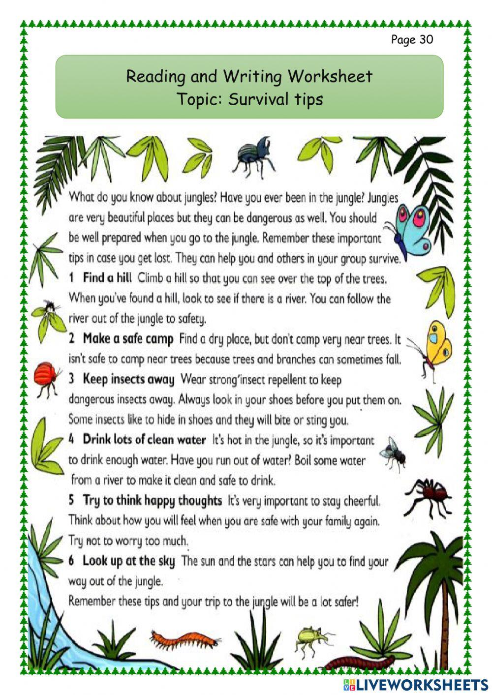 R&W Unit 7 Survival part 2 worksheet | Live Worksheets