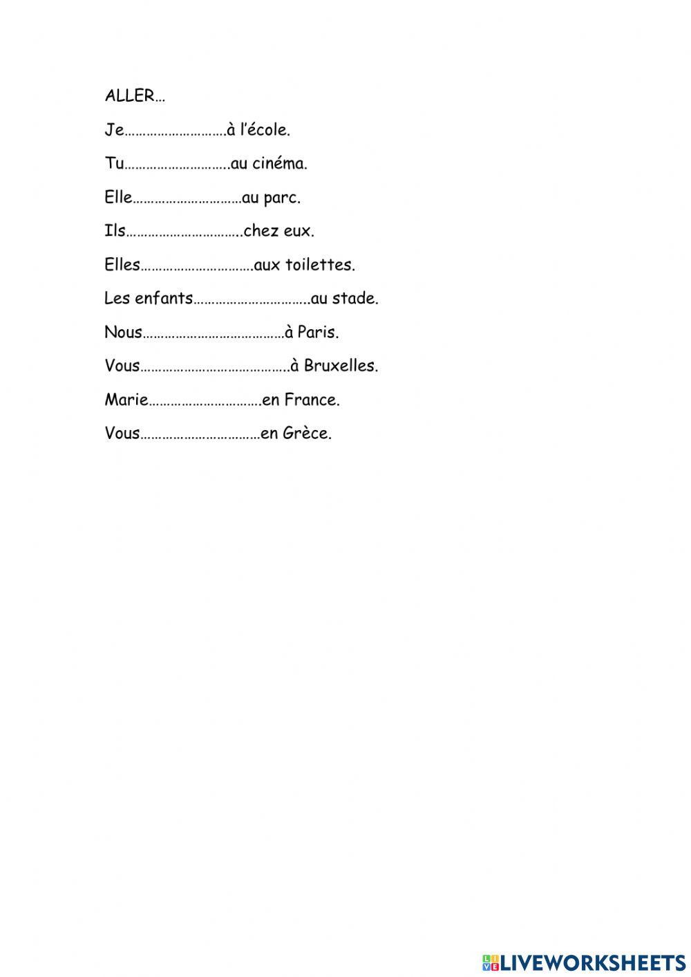 ALLER online exercise for | Live Worksheets
