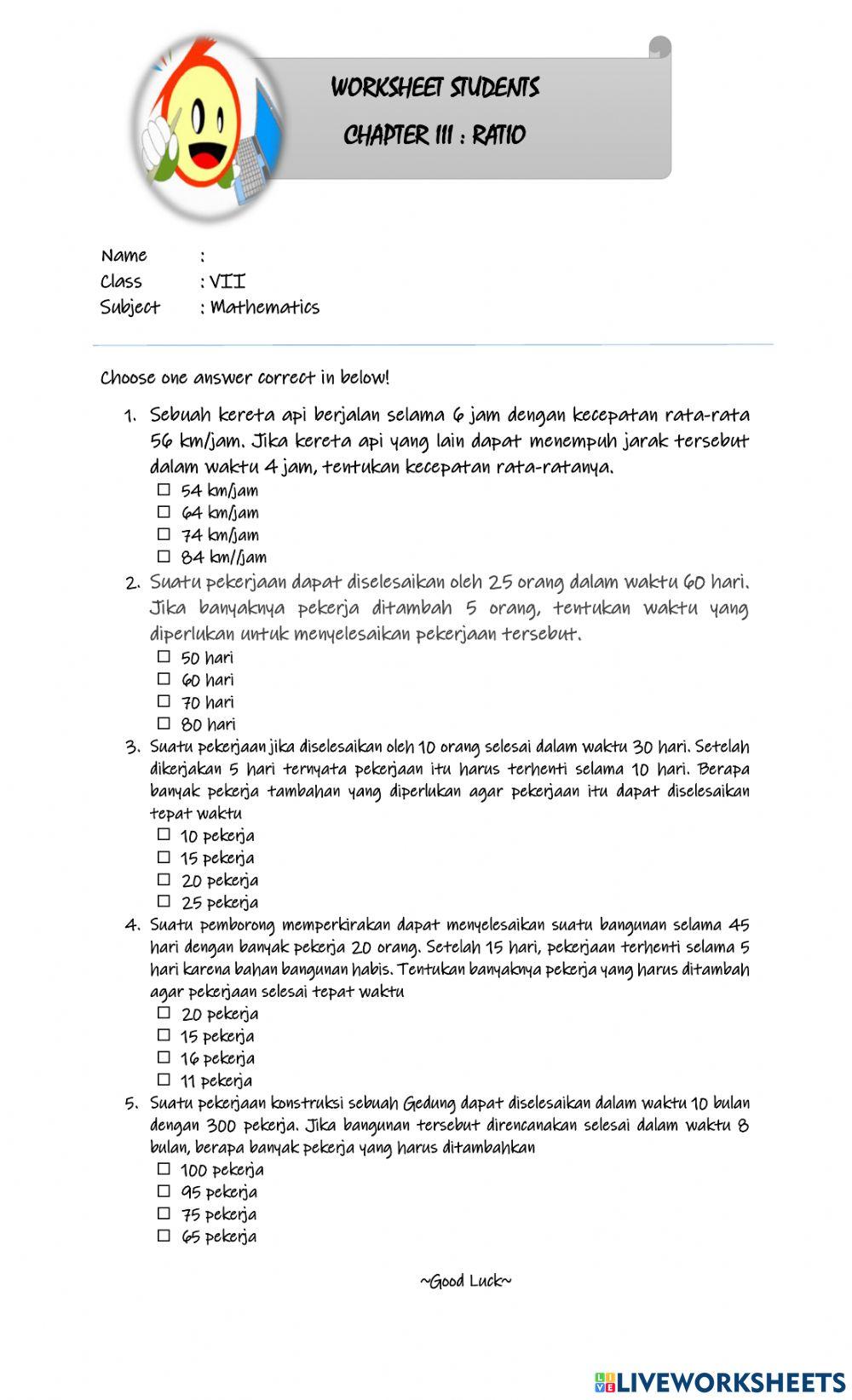 Ratio exercise for 7 | Live Worksheets