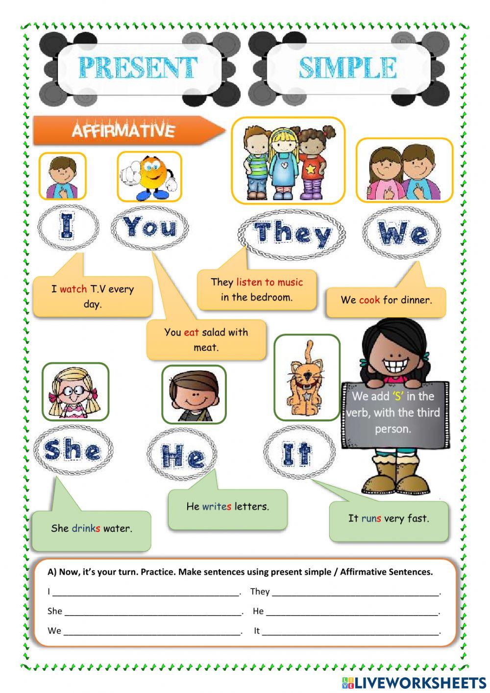 Present simple kids online exercise for | Live Worksheets