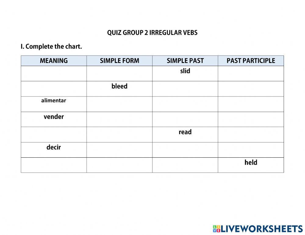 Quiz group 2 worksheet | Live Worksheets