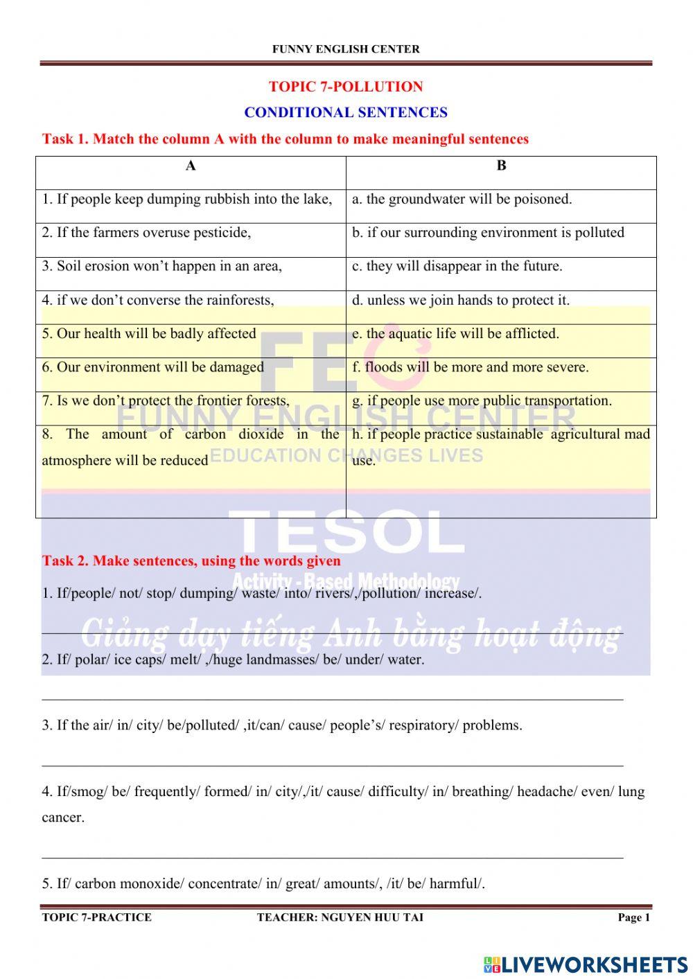 E.9-topic 7-practice conditional sentence 2 worksheet | Live Worksheets