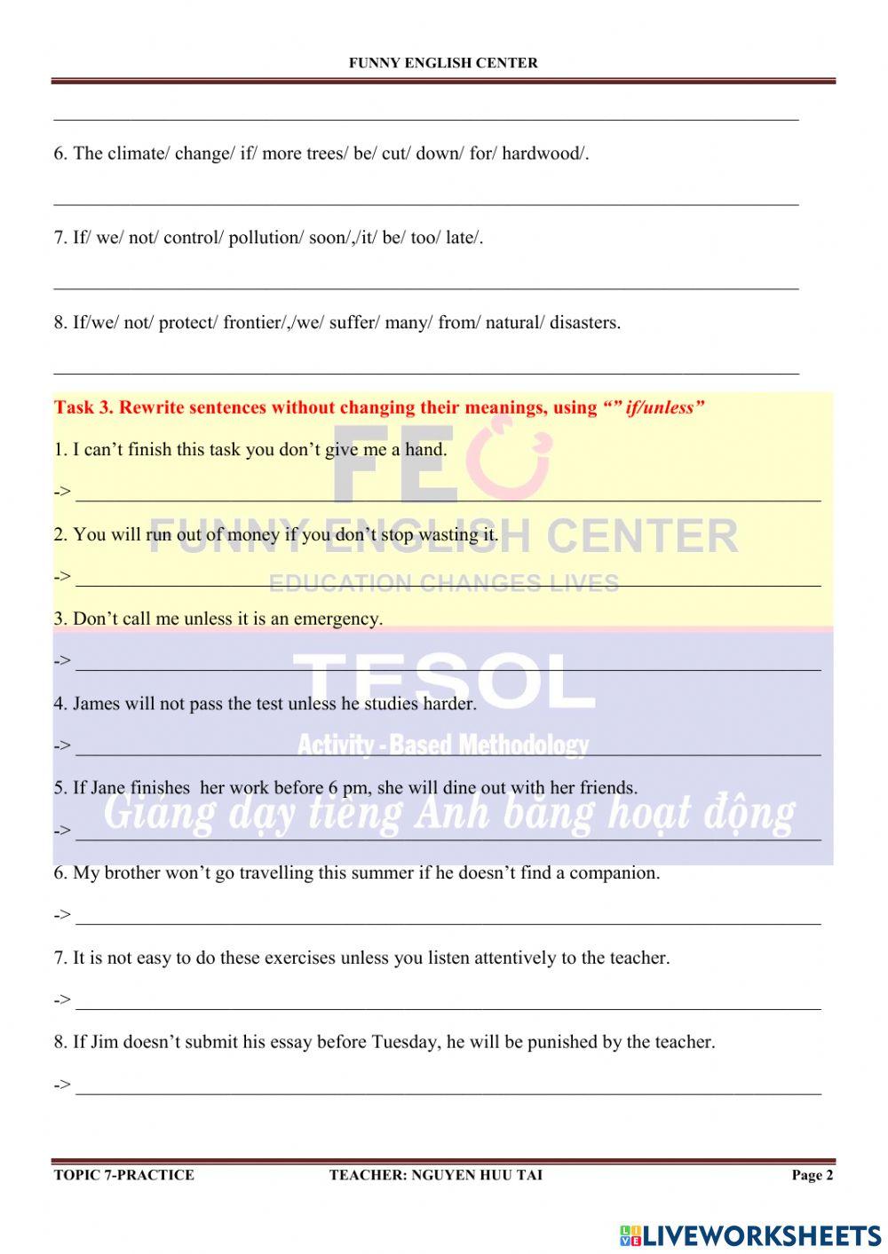 E.9-topic 7-practice conditional sentence 2 worksheet | Live Worksheets