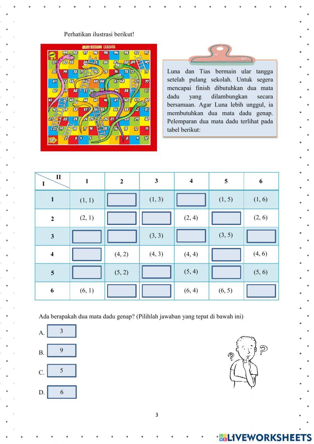 Peluang online pdf exercise for 8 | Live Worksheets
