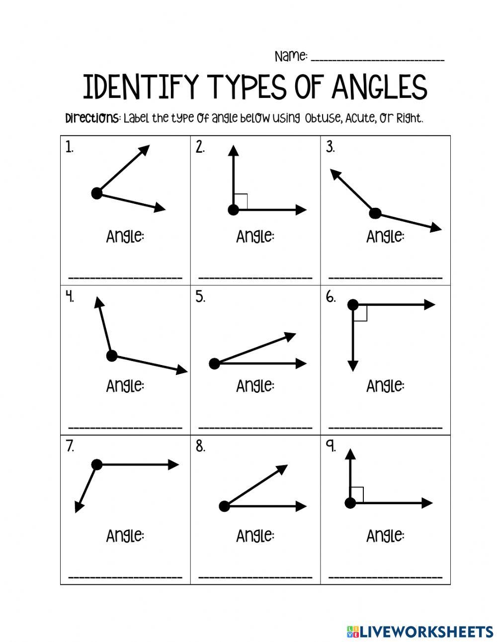 Identificar ángulos 2 online exercise for | Live Worksheets