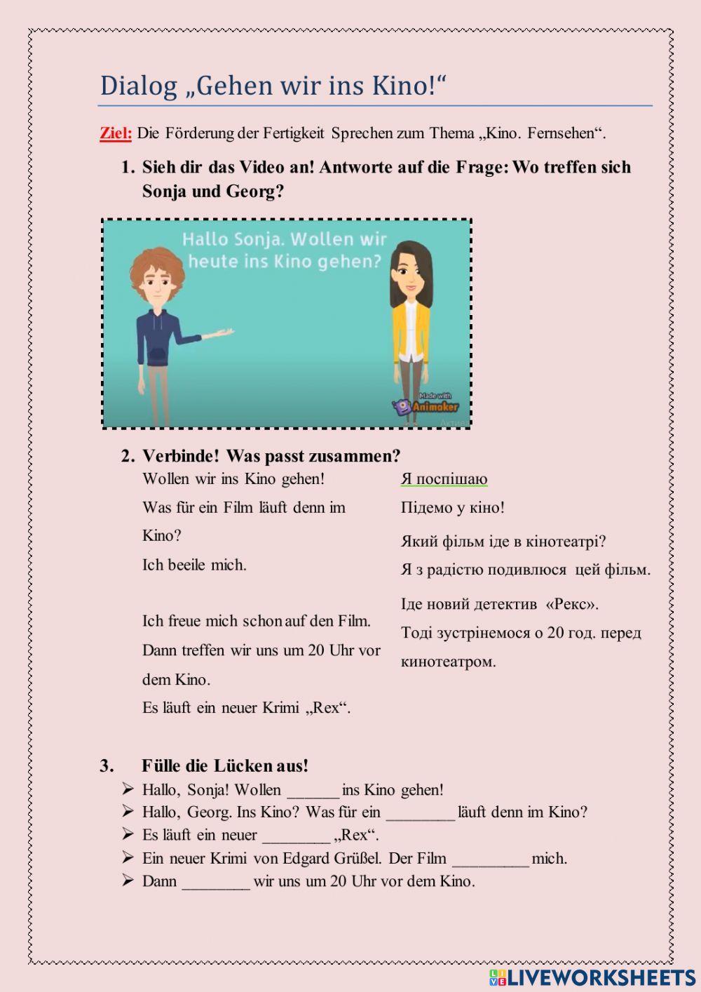 DIALOG- Gehen w… | Free Interactive Worksheets | 1835057