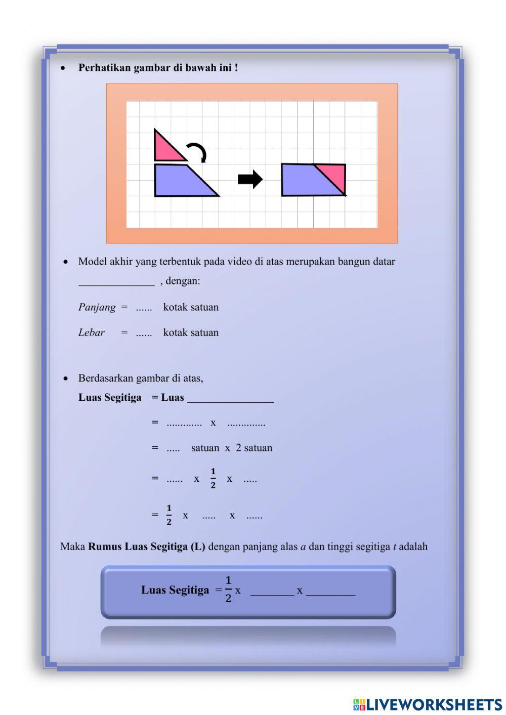 LKPD 1 Luas Segitiga online exercise for | Live Worksheets
