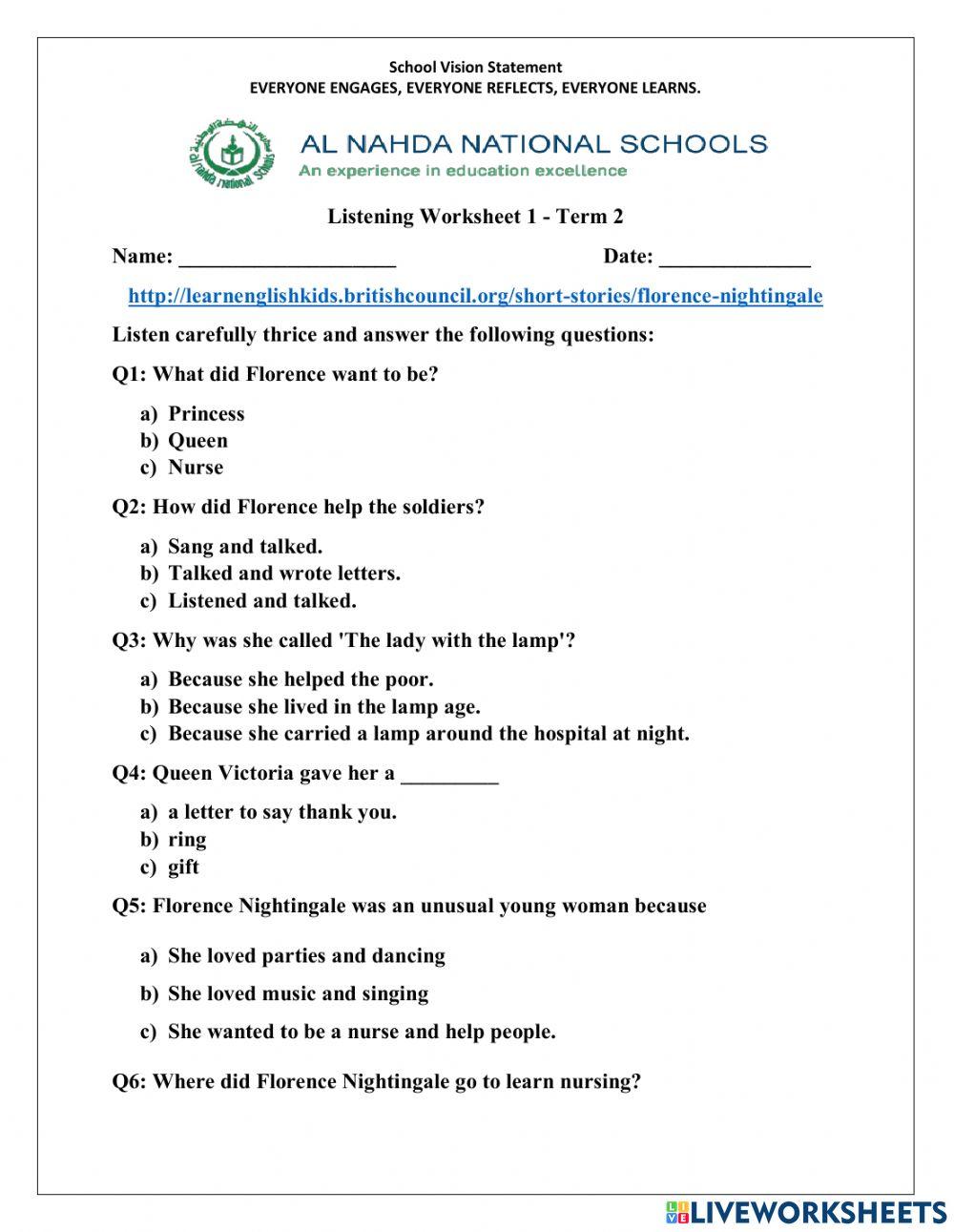 Listening online exercise for Grade 3 | Live Worksheets