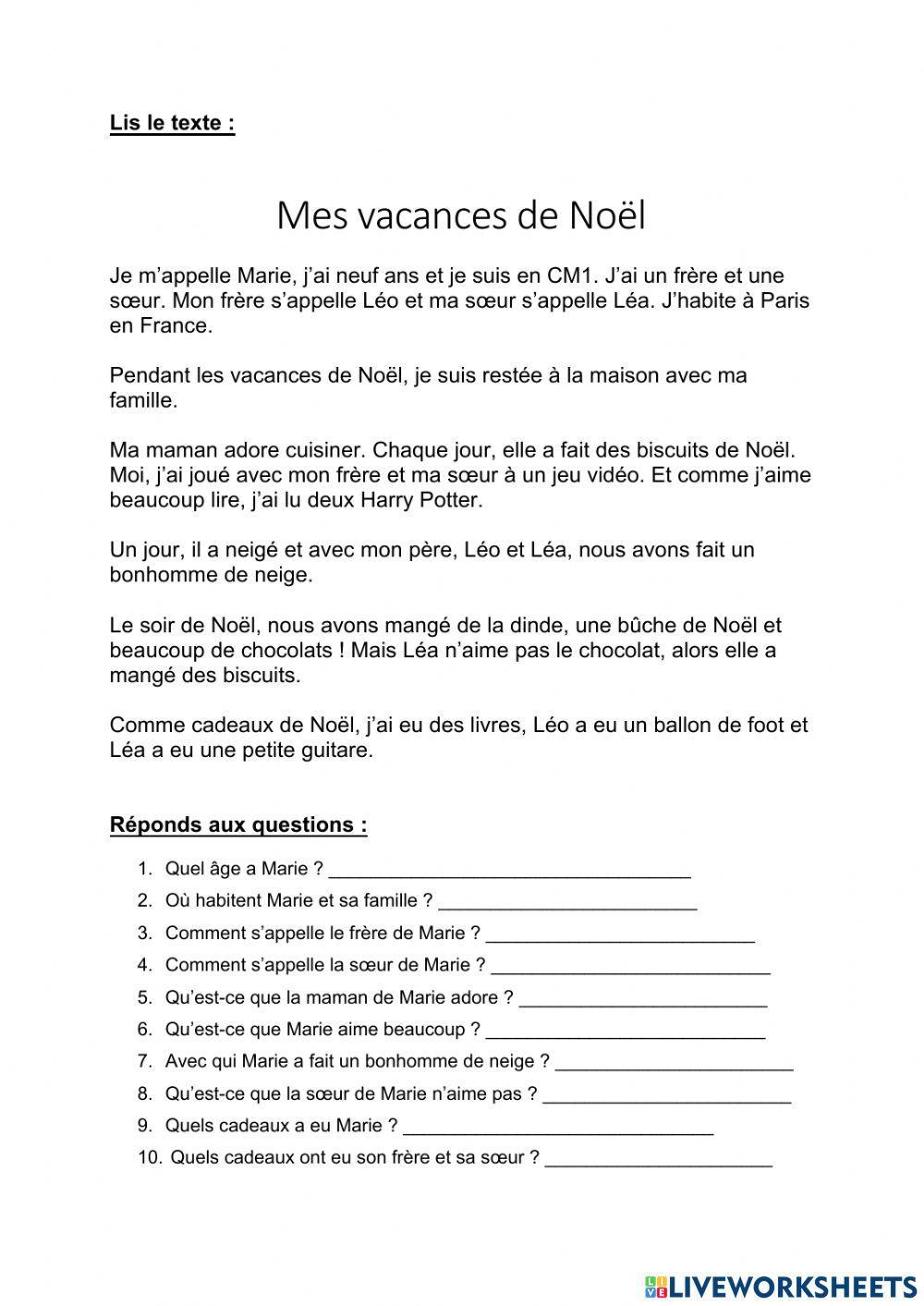 Lecture compréh… | Free Interactive Worksheets | 1766786