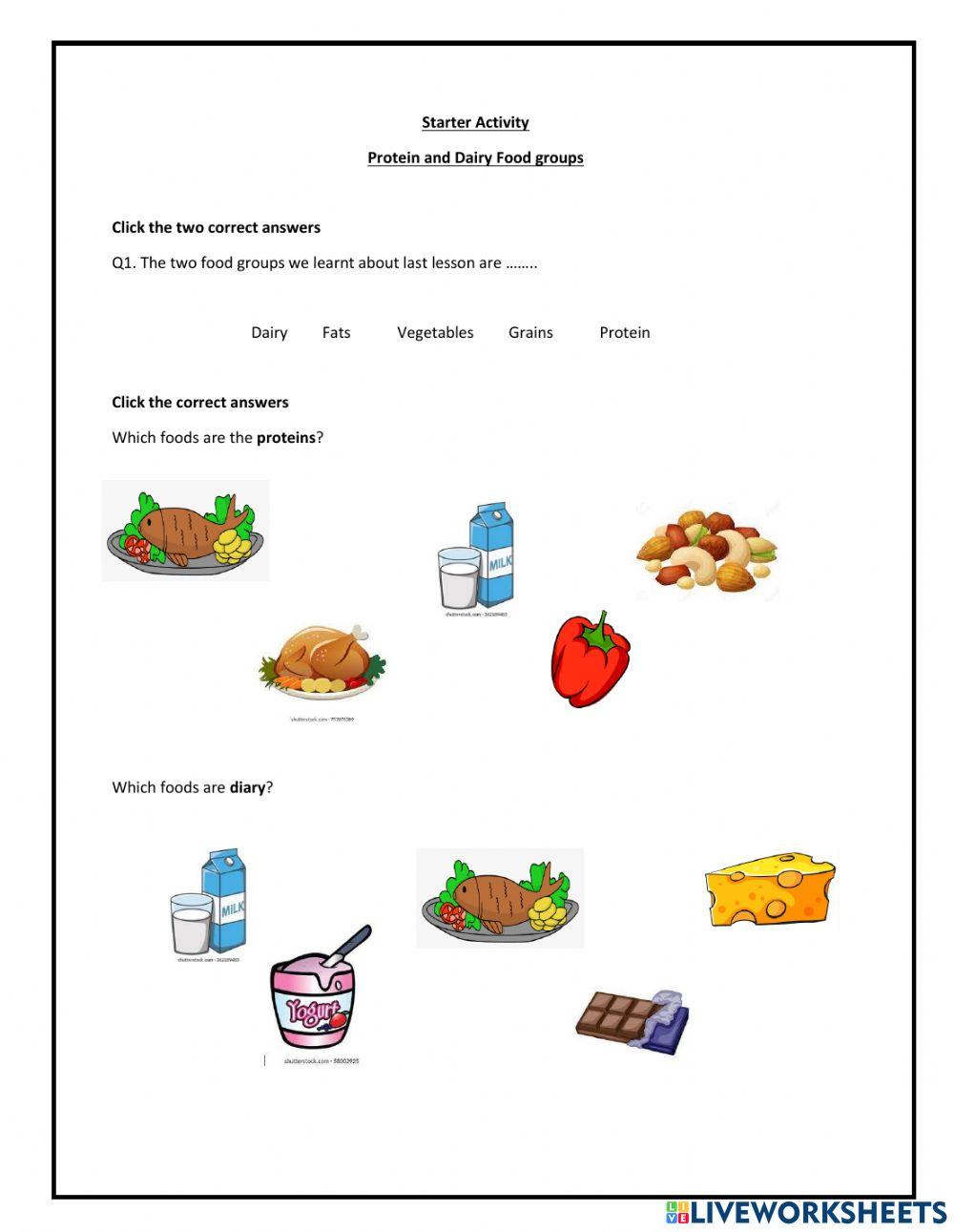 Bronze protein and diary online exercise for | Live Worksheets