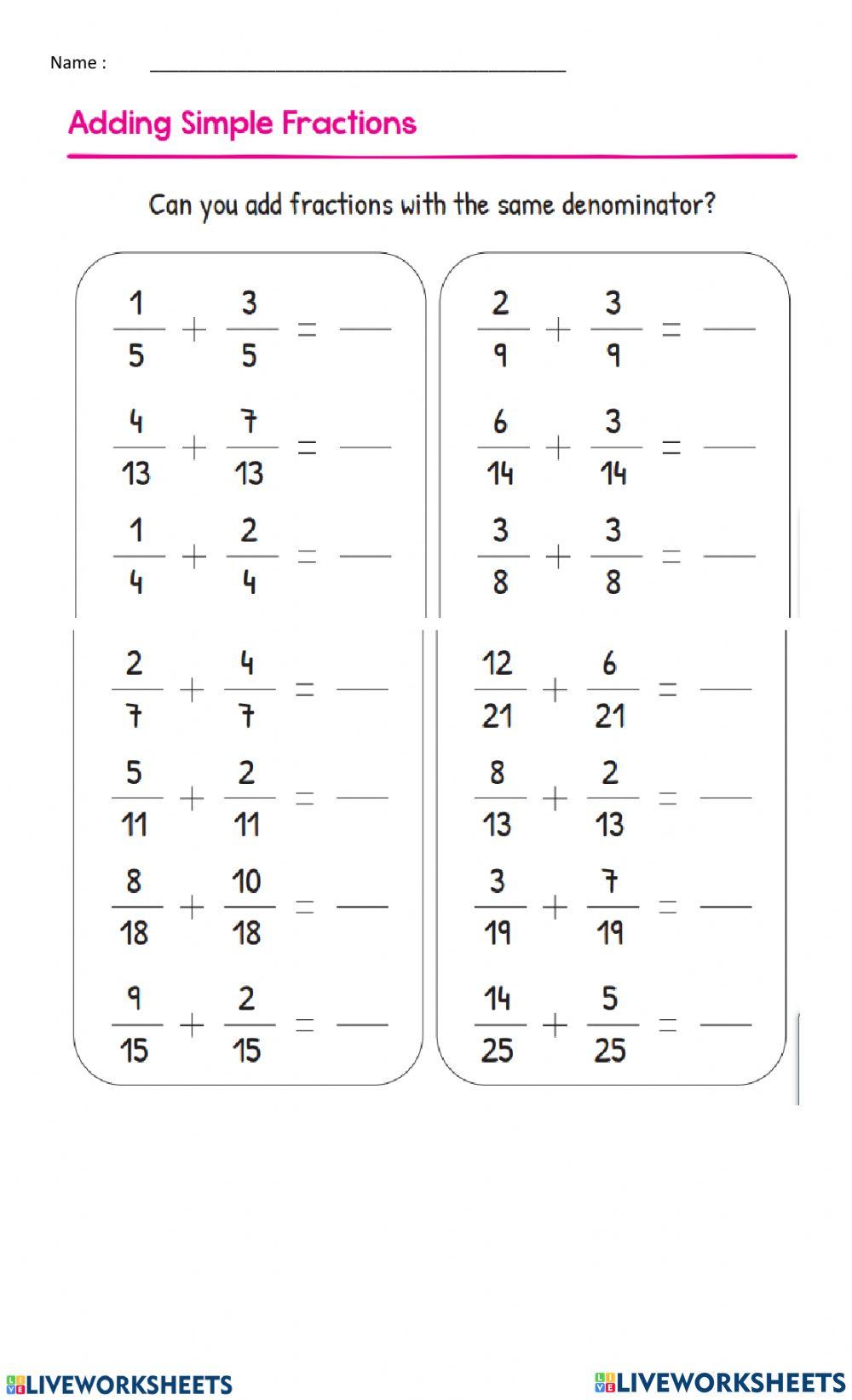 Fractions online exercise for | Live Worksheets