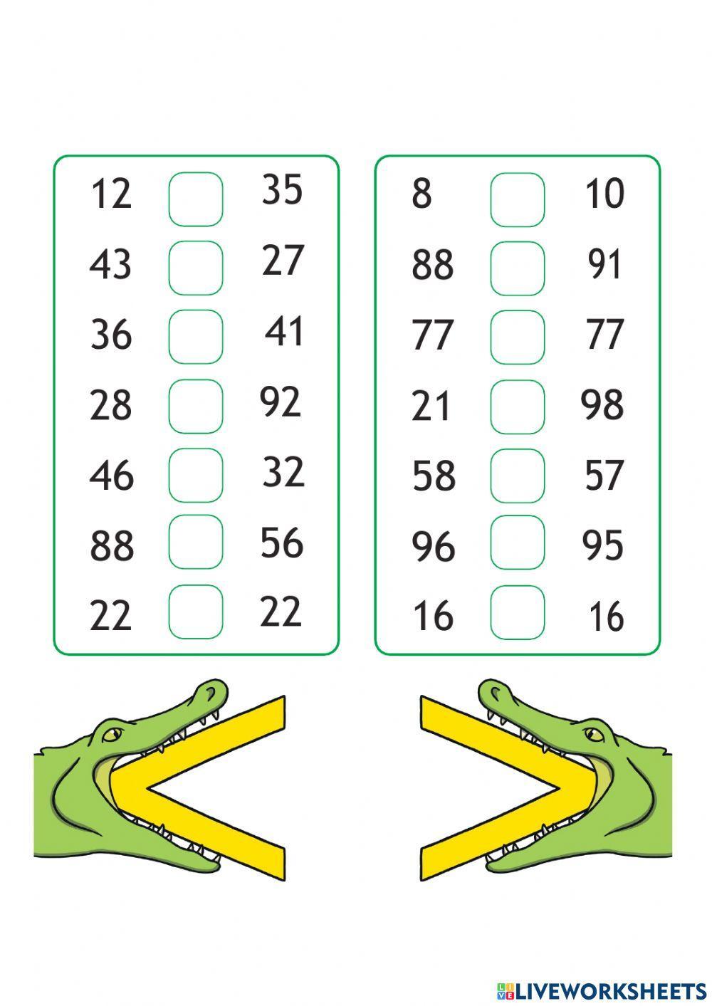 Compare numbers interactive activity | Live Worksheets