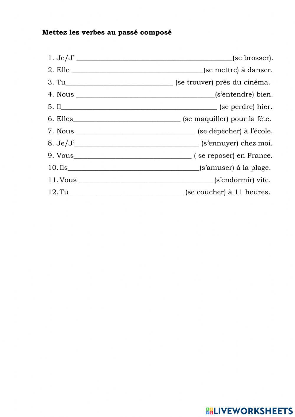 Passe compose 1767260 | stacya | LiveWorksheets