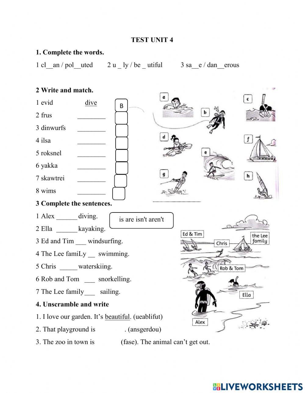 Test Unit4 - FF3 interactive worksheet | Live Worksheets