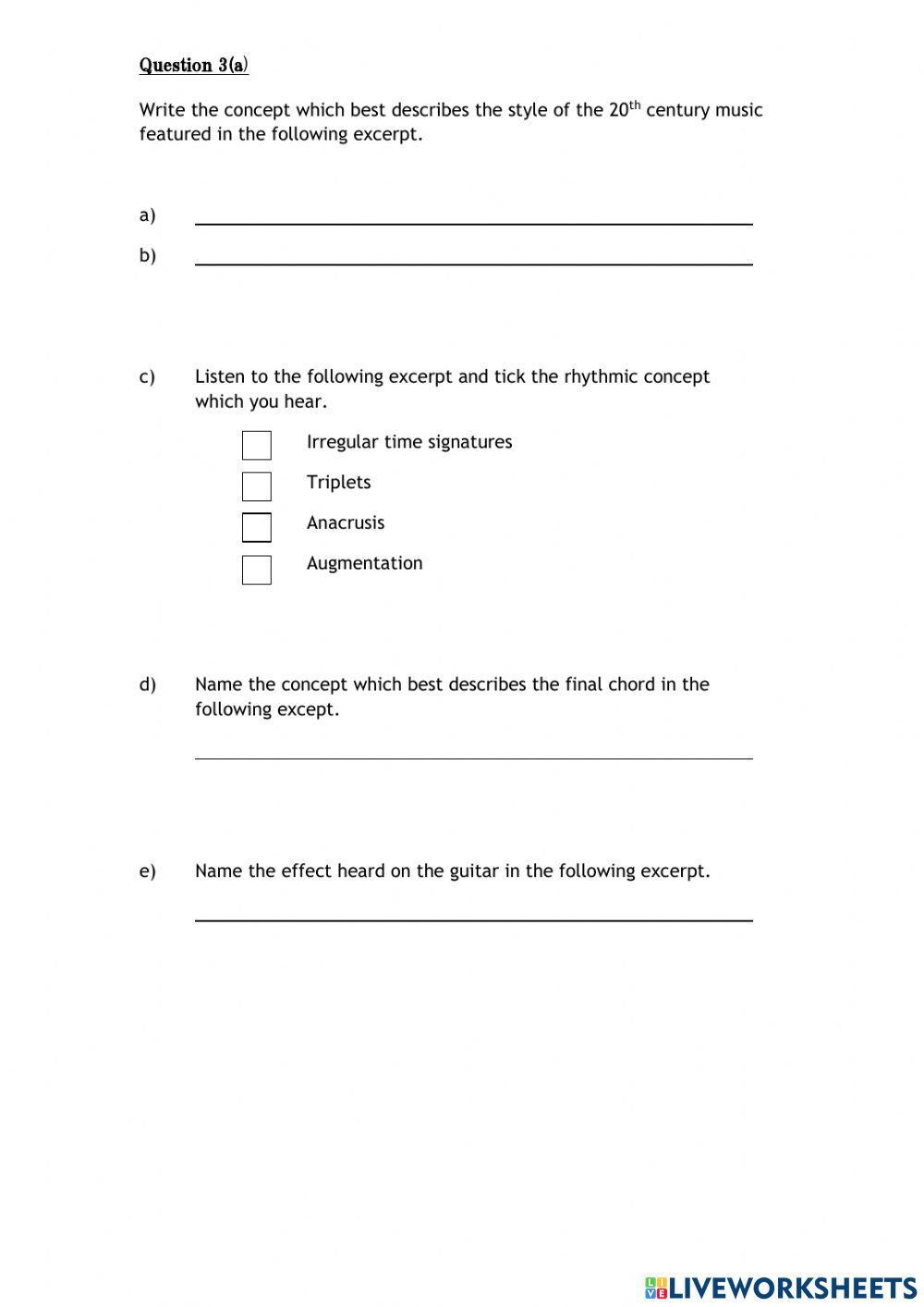 Higher questions 3 a-b and 5a-d worksheet | Live Worksheets