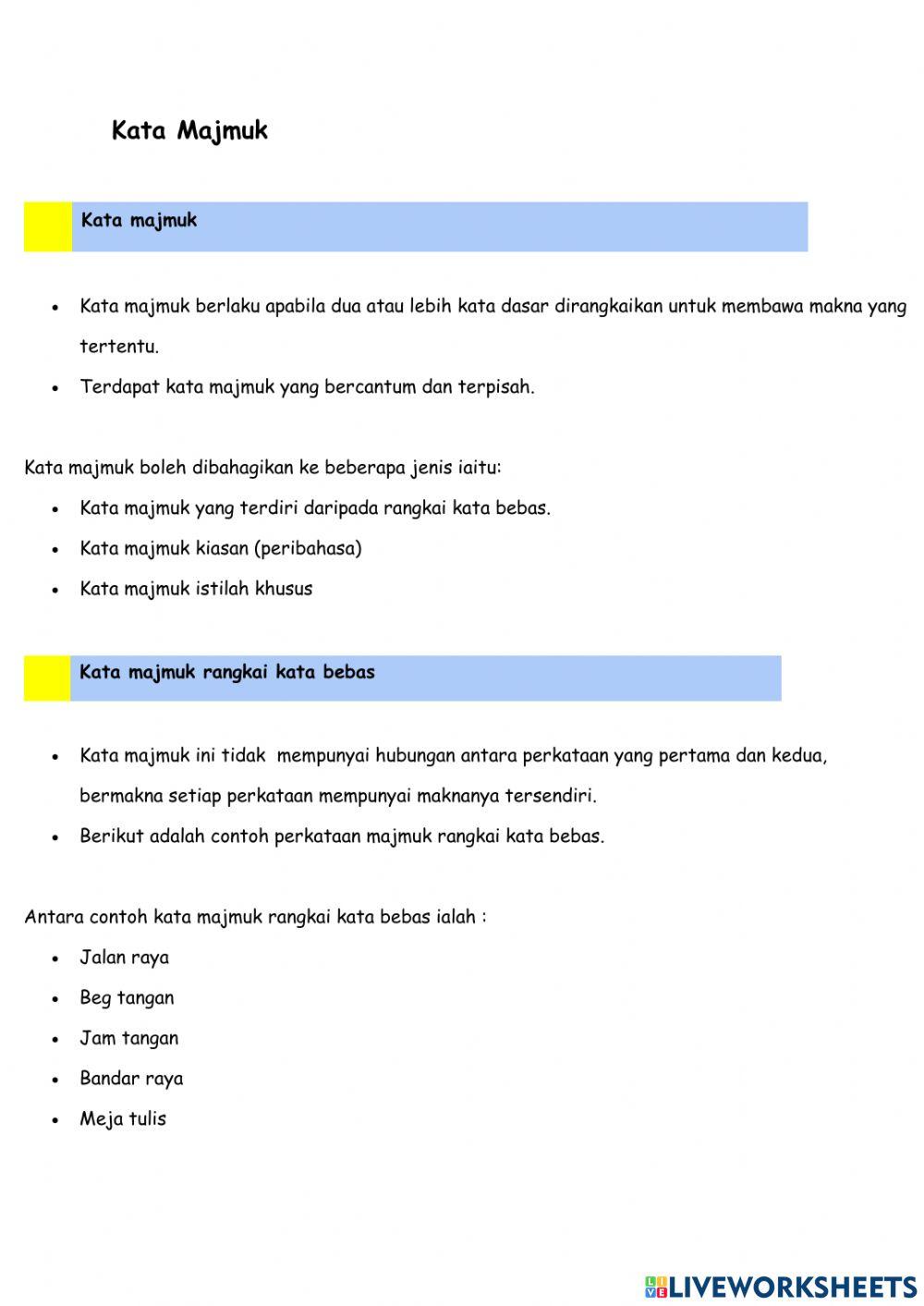 Kata Kerja Majmuk worksheet | Live Worksheets